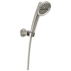 delta faucet 55386-ss-pr contemporary shower head, lumicoat stainless