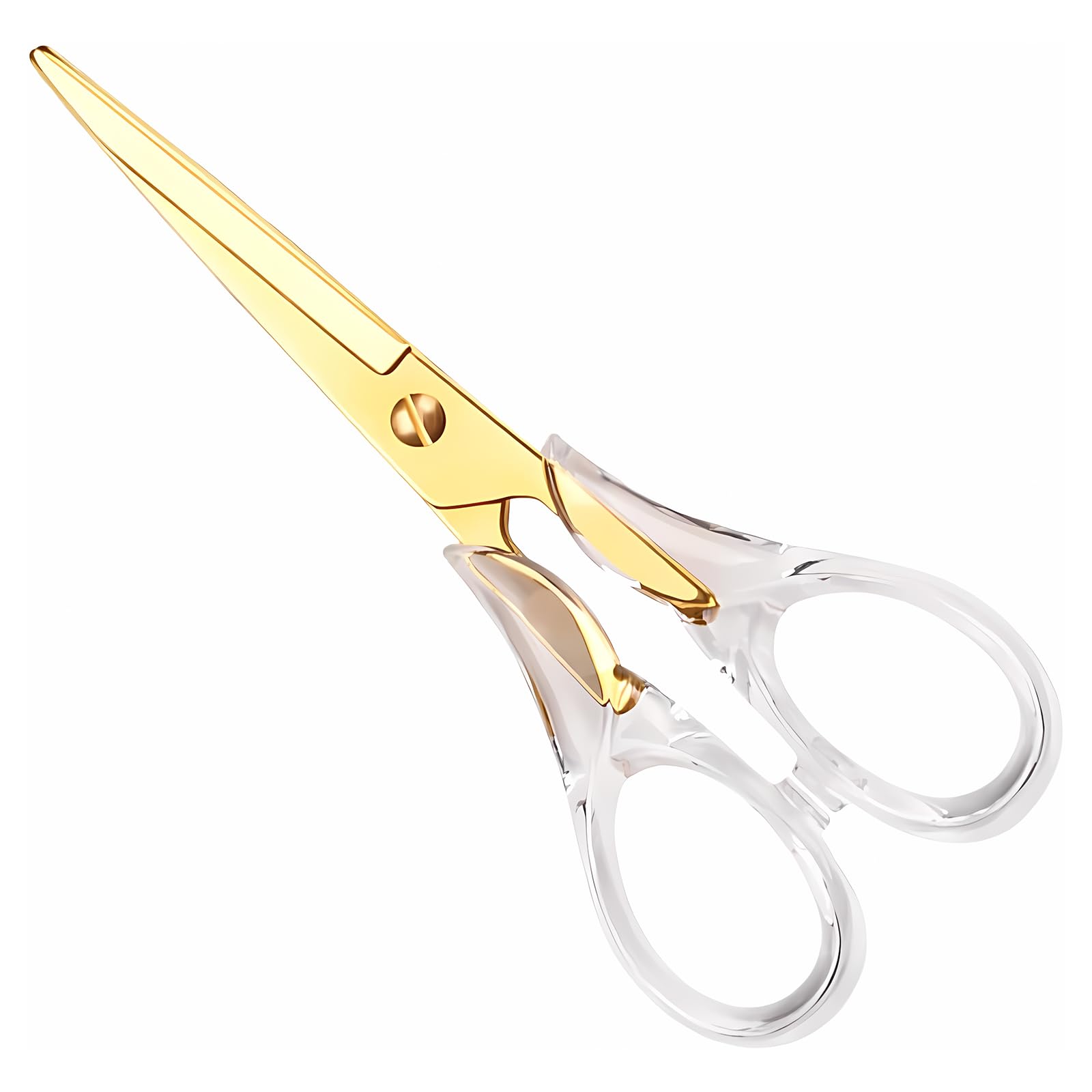 Creechwa Gold Scissors 6.3 ", Craft Scissors with Stainless Steel Blade with Acrylic Clear Handle, All Purpose Office Scissors for Teachers, Cutting Shears for Paper Fabric, Tijeras de Costura