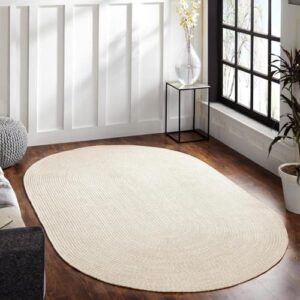 superior reversible braided indoor/outdoor area rug, 4' x 6', cream-white