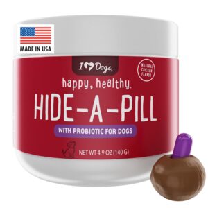 iheartdogs probiotic pill paste wrap for dogs – 4 oz chicken & bacon flavored pill masker for picky dogs - hide medication in this tasty hide-a-pill dough