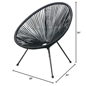 Kingmys Acapulco Woven Lounge Chair for Indoor and Outdoor Use (1PC Black)