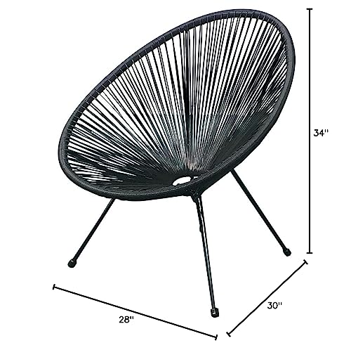 Kingmys Acapulco Woven Lounge Chair for Indoor and Outdoor Use (1PC Black)