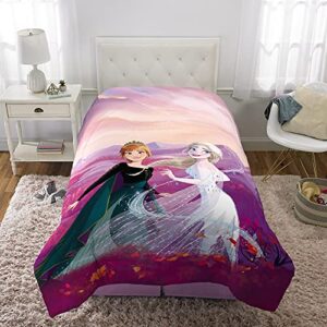 Disney Frozen 2 Kids Bedding Super Soft Microfiber Reversible Comforter, Twin/Full, "Official" Disney Product By Franco