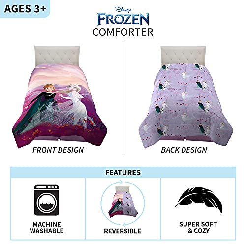 Disney Frozen 2 Kids Bedding Super Soft Microfiber Reversible Comforter, Twin/Full, "Official" Disney Product By Franco