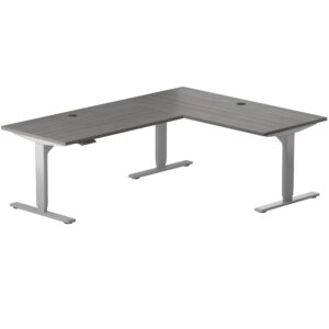 progressive desk l shaped height adjustable standing desk 78" x 48" - corner computer desk - electric stand up rising workstation - gray frame/gray oak top