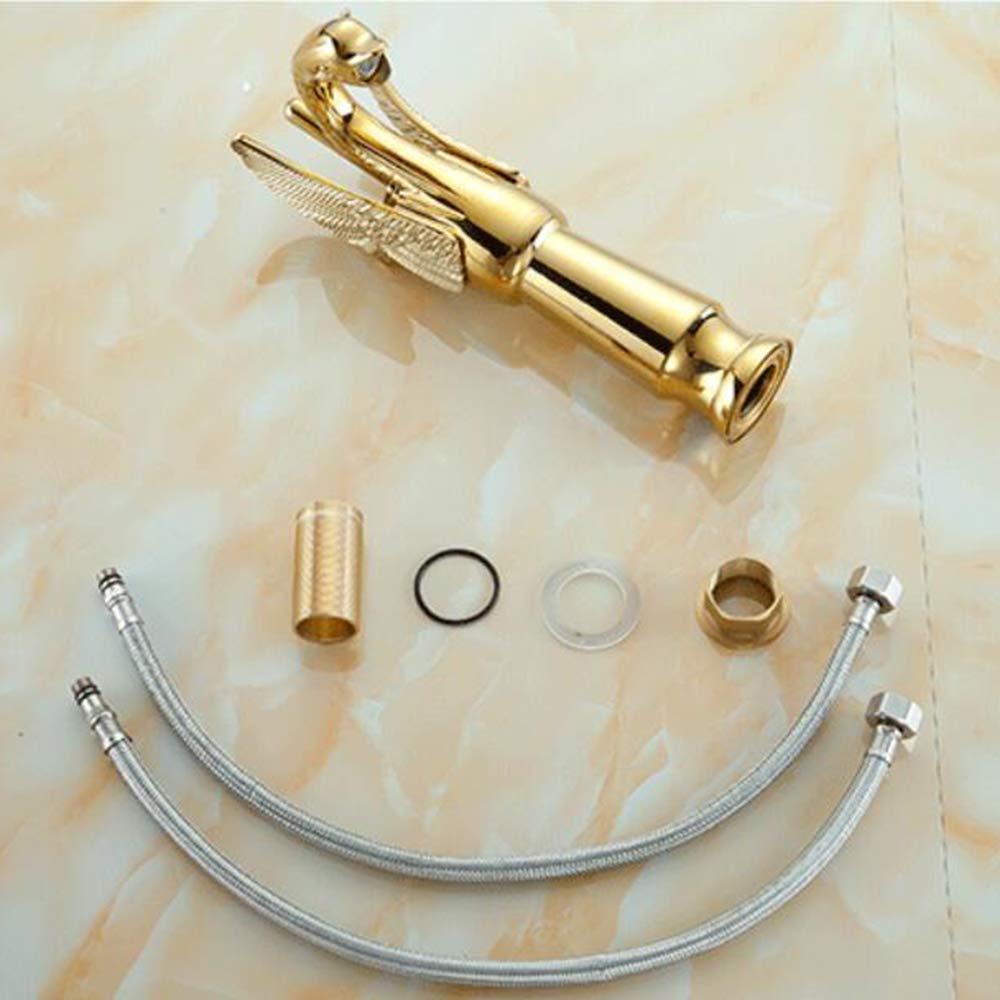 LHTCZZB Mixer Tap Retro Nostalgic Basin Mixer Tap Retro High Bath Faucet Single Lever Mixer Top Kitchen Sinks Faucets High Spout F.Bathroom Brass Swan Shape Stopcock (Color : Gold)