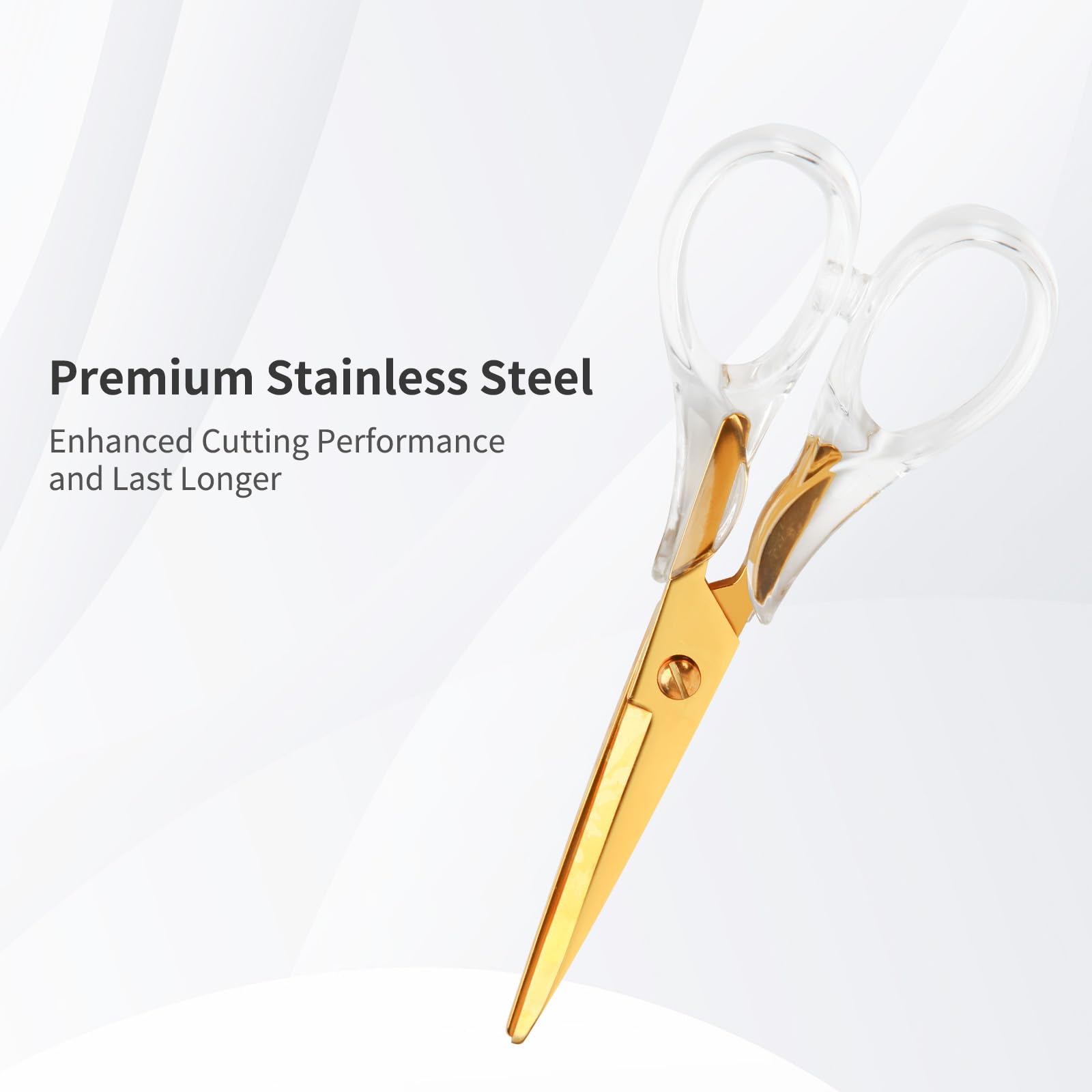 Creechwa Gold Scissors 6.3 ", Craft Scissors with Stainless Steel Blade with Acrylic Clear Handle, All Purpose Office Scissors for Teachers, Cutting Shears for Paper Fabric, Tijeras de Costura