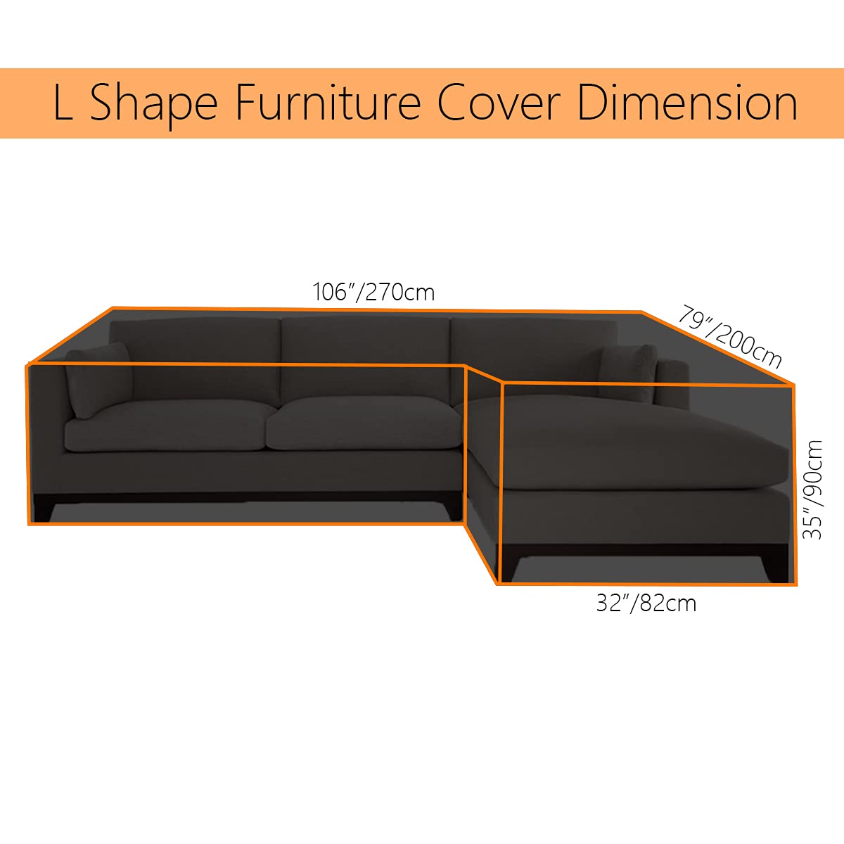 COOSOO Patio Sofa Cover Sectional Waterproof L Shape Corner Sofa Cover Outdoor Dust-Proof Anti-UV Furniture Couch Cover for Lawn Garden Yard Indoor with Windproof Buckle Extra Large Black