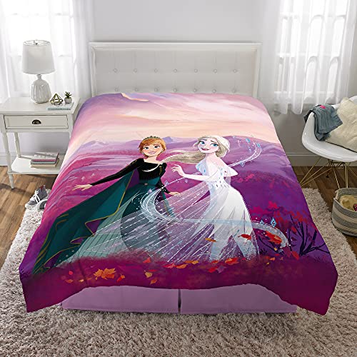 Disney Frozen 2 Kids Bedding Super Soft Microfiber Reversible Comforter, Twin/Full, "Official" Disney Product By Franco