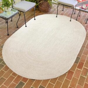 Superior Reversible Braided Indoor/Outdoor Area Rug, 4' x 6', Cream-White