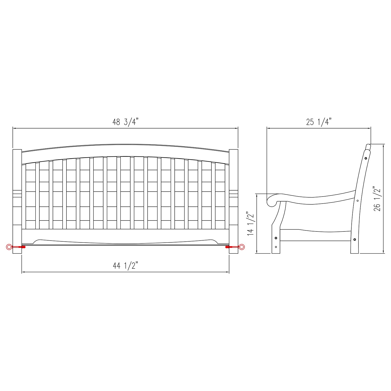 Bonn Mahogany Wood Black Porch Swing