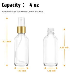 Tecohouse Glass Spray Bottles, 2-Pack 4oz Glass Spray Bottles for Cleaning Solutions, Fine Mist with Labels, Funnel, Pipettes - Clear