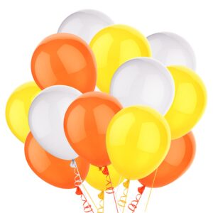 tkejzu 100 pcs 12 inch latex balloons white orange and yellow balloons thanksgiving decorations fall party supplies for autumn birthday happy fall party, wedding, engagement, baby shower decoration