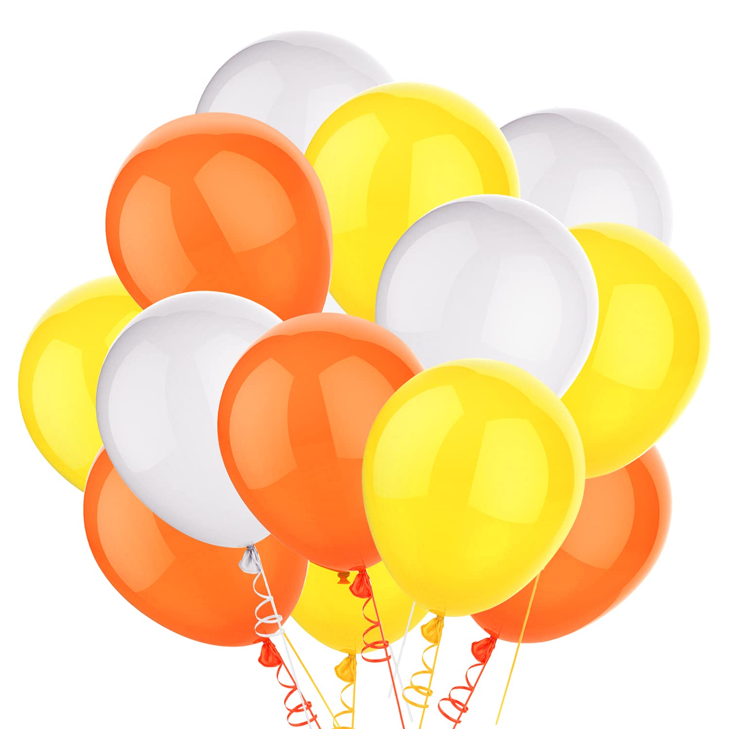 TKEJZu 100 Pcs 12 Inch Latex Balloons White Orange and Yellow Balloons Thanksgiving Decorations Fall Party Supplies for Autumn Birthday Happy Fall Party, Wedding, Engagement, Baby Shower Decoration