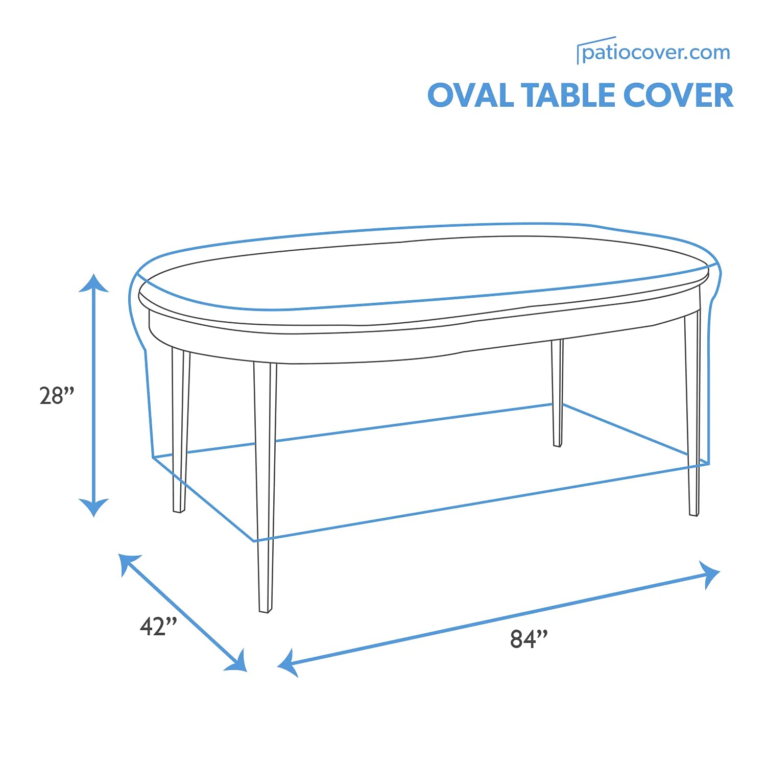 Patio Large Waterproof Oval Table Cover - Outdoor Patio Table Washable - Heavy Duty Furniture 84x42x28 Inch Oval Table Cover