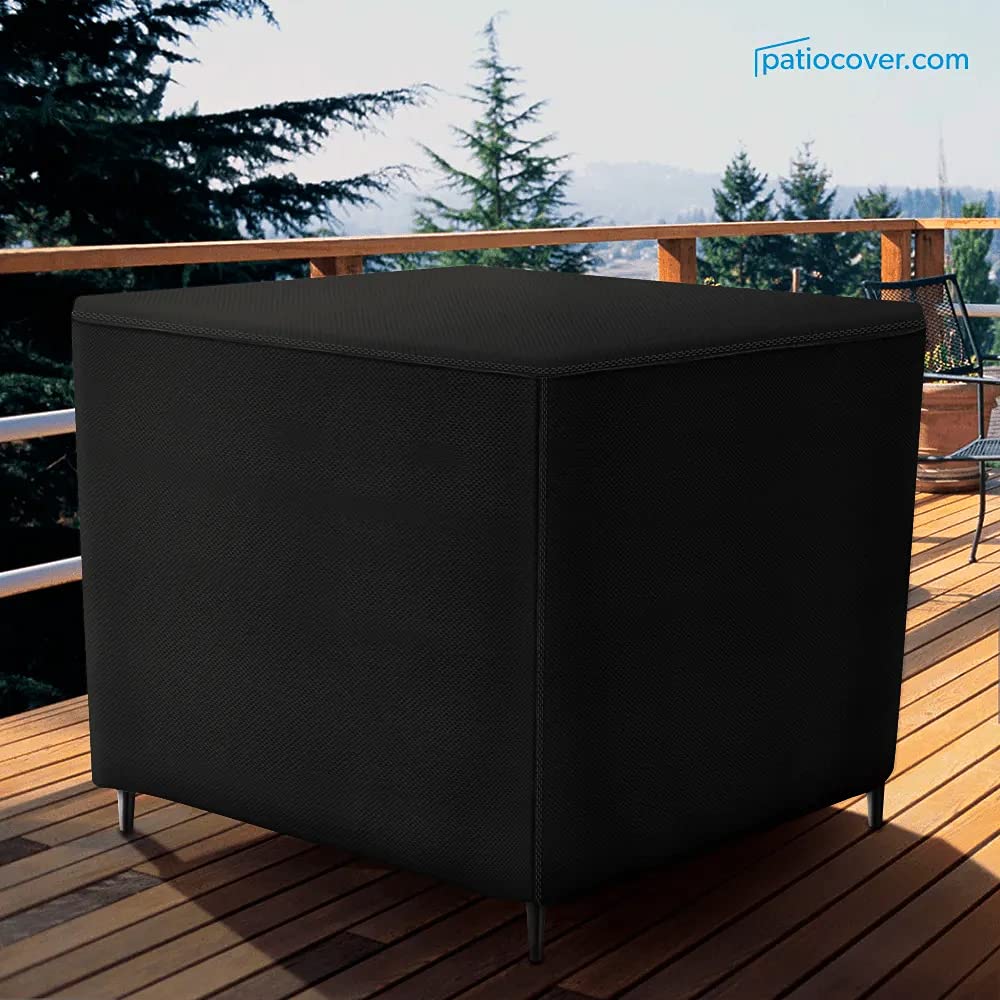 Patio Large Waterproof Ottoman Cover - Outdoor Square Side Table Covers - Patio Ottoman Washable Cover - Heavy Duty Furniture 36x36x28 Inch Black