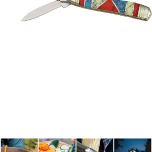 Peanut Stoorx Turquoise Mother Of Pearl Open Folding Blades Pocket Knife 911 Outdoor Survival Hunting Knife for Camping by Survival Steel