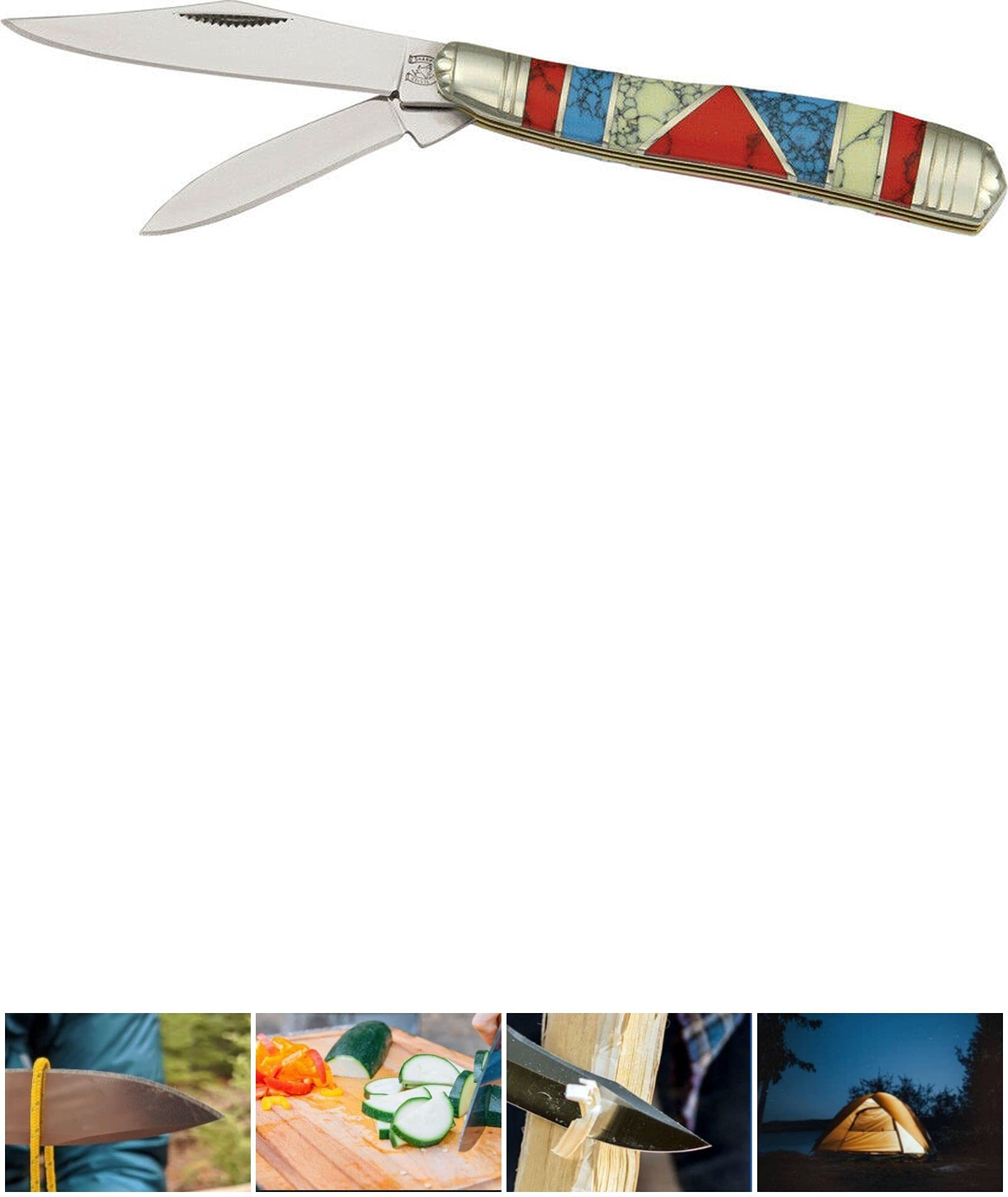 Peanut Stoorx Turquoise Mother Of Pearl Open Folding Blades Pocket Knife 911 Outdoor Survival Hunting Knife for Camping by Survival Steel