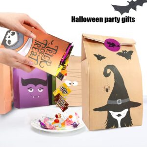 ULXAODB Halloween Trick or Treat Goody Bags, 40Pcs Treat Goodie Bags,8 Styles Treat Bags Bulk Party Favors with 50 Pieces Stickers for Halloween Party Supplies