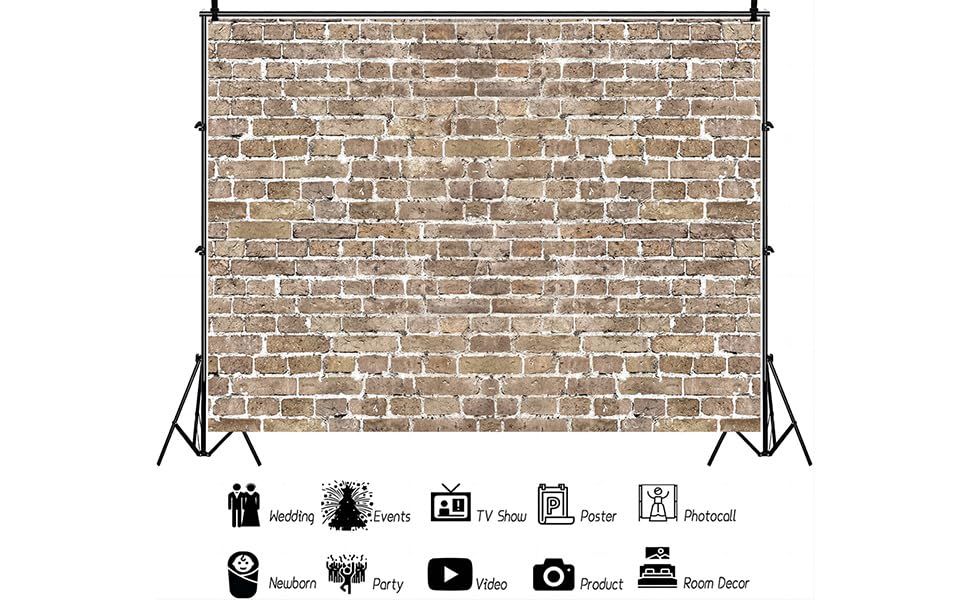 YYNXSY 7x5FT Brick Wall Background Primary Color Brick Background Large Fabric Brick Photo Background Baby Shower Birthday Party Wedding Graduation Home Decoration Photo Booth Prop Banner YY-4