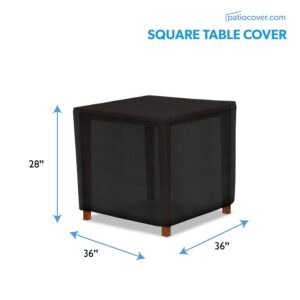 Patio Large Waterproof Ottoman Cover - Outdoor Square Side Table Covers - Patio Ottoman Washable Cover - Heavy Duty Furniture 36x36x28 Inch Black