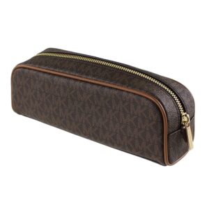 Michael Kors Giftables Medium Pencil Case Signature Leather Makeup Case (Brown)