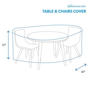 Patio Small Waterproof Round Bar Table & Chair Cover - Outdoor Patio Table Chair Combo Washable - Heavy Duty Furniture 60X42 Inch Combo Cover