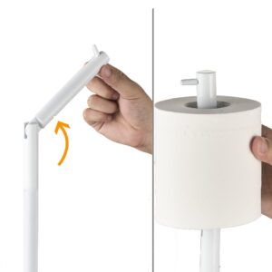 MARMOLUX ACC Free Standing Toilet Paper Holder Stand with Storage for 4 Rolls of Toilet Tissue for Bathroom, Stainless Steel Luxury Modern White Finished 1pc