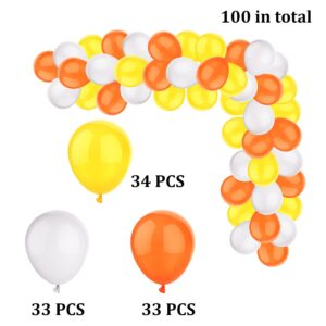 TKEJZu 100 Pcs 12 Inch Latex Balloons White Orange and Yellow Balloons Thanksgiving Decorations Fall Party Supplies for Autumn Birthday Happy Fall Party, Wedding, Engagement, Baby Shower Decoration