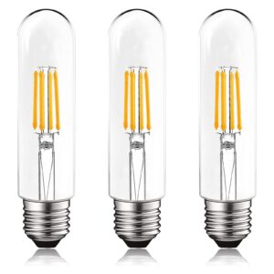 luxrite t10 led bulb, 5w=60w equivalent, 3000k soft white, vintage edison filament bulb, 500 lumens, tubular light bulb, damp rated, ul listed, e26 standard base (3 pack)