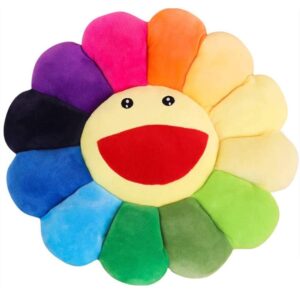 snepoo smile face plush rainbow pillow, sunflower indie decor plush pillow soft & comfortable flower floor pillow for home reading bed room decoration