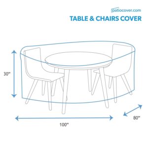 Patio Medium Waterproof Round Oval Table & Chair Cover - Outdoor Patio Table Chair Combo Washable - Heavy Duty Furniture 100x80x30 Inch Combo Cover