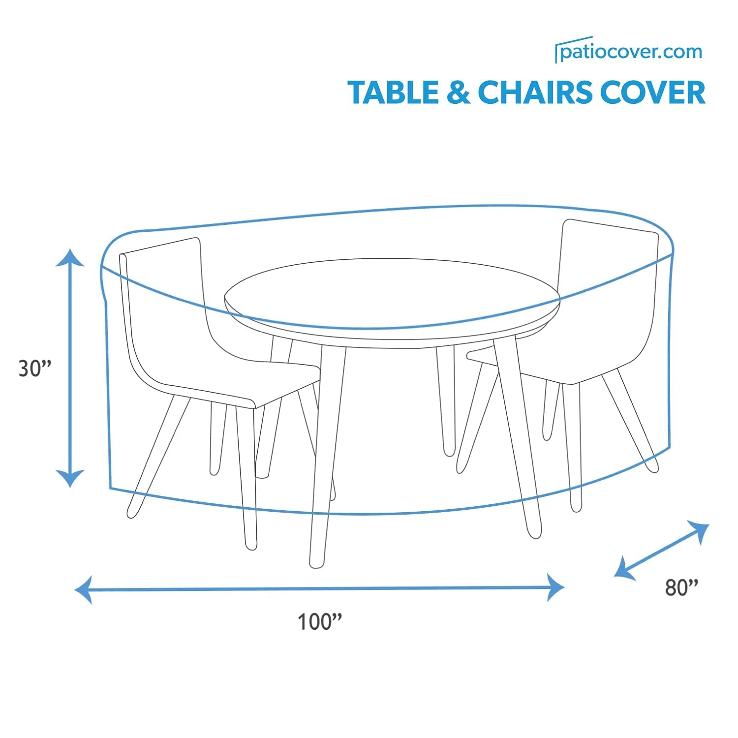 Patio Medium Waterproof Round Oval Table & Chair Cover - Outdoor Patio Table Chair Combo Washable - Heavy Duty Furniture 100x80x30 Inch Combo Cover