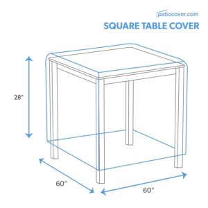 Patio Large Waterproof Ottoman Cover - Outdoor Square Side Table Covers - Patio Ottoman Washable Cover - Heavy Duty Furniture 60X60X28 Inch Grey