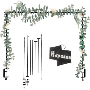 Hopesun Over The Table Rod Stand with Clamps 49-102"(4.1-8.5ft) Adjustable Metal Balloon Flower Table Arch Stand Suitable for Birthday,Wedding,Xmas Decoration,Black