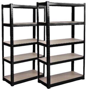 5 tier shelving unit, adjustable heavy duty garage shelves|multi-use utility shelf with 1930 large capacity for office,home,garage--71 inch height