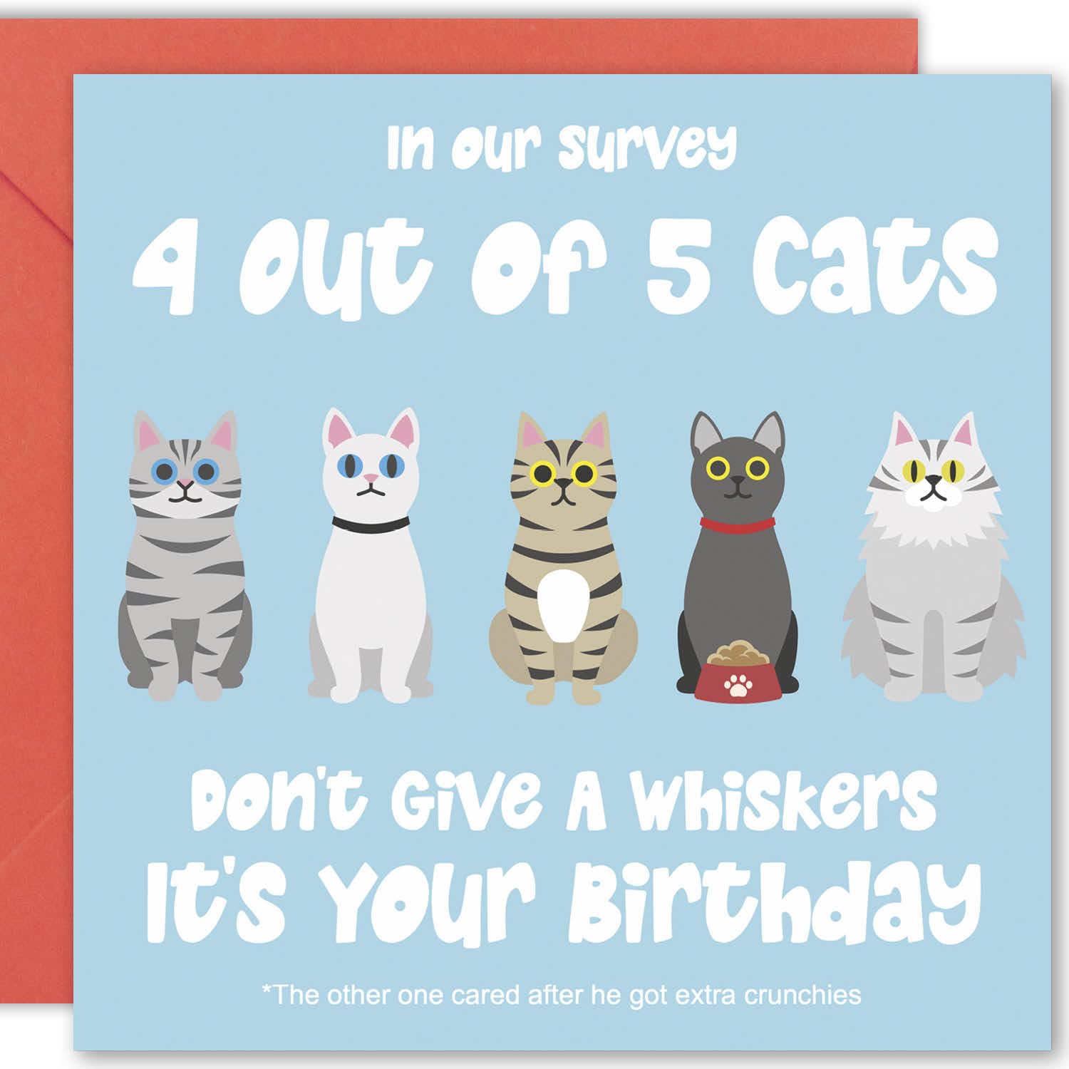 Cult Kitty - 4 Out Of 5 Cats - Joke Happy Birthday Cards For Him - Funny Birthday Card For Her - Funny Birthday Cards For Men - Funny Birthday Cards For Women - Birthday Card Cat - Cat Birthday Card