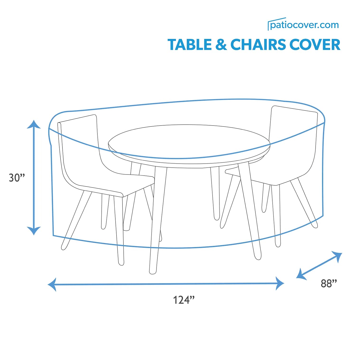 Patio Extra Large Waterproof Round Oval Table & Chair Cover - Outdoor Patio Table Chair Combo Washable - Heavy Duty Furniture 124x88x30 Inch Combo Cover