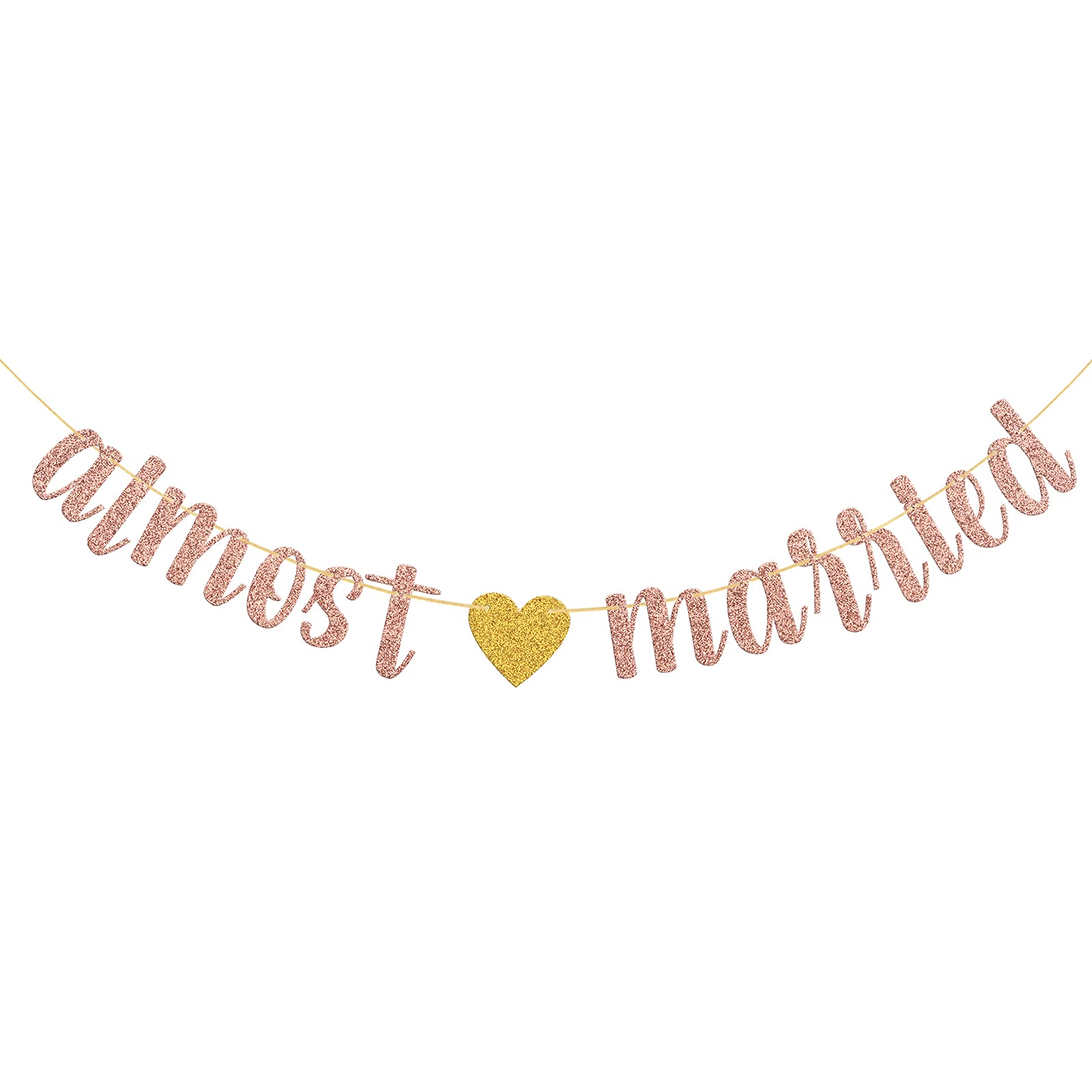 Rose Gold Glitter Almost Married Banner/Wedding Rehearsal Party Decor/Bachelorette Party Supplies/Bridal Shower Party Decorations