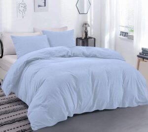 600 thread count 100% organic cotton 3 piece duvet set (1 duvet cover zipper closure with corner ties & 2 pillow shams) ultra soft quilt cover set twin/twin xl size, sky blue