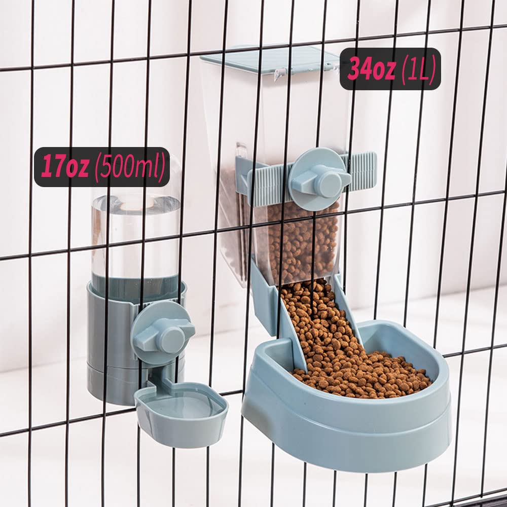 Oncpcare 1L Hanging Small Animal Feeder with Lid Small Animal Feed Box, Automatic Pet Feeder, Great for Rabbits, Ferrets, Cats, Birds and Other Small Animals1