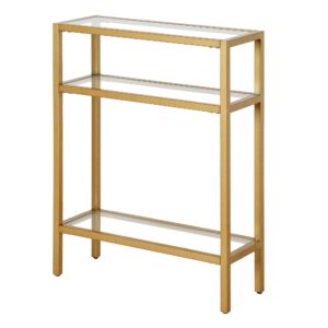 Henn&Hart 22" Wide Rectangular Console Table in Brass, Entryway Table, Accent Table for Living Room, Hallway