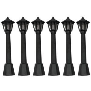 lq industrial mini lamppost 6pcs miniature railway train lamp post lights street light model for doll house micro landscape fairy garden