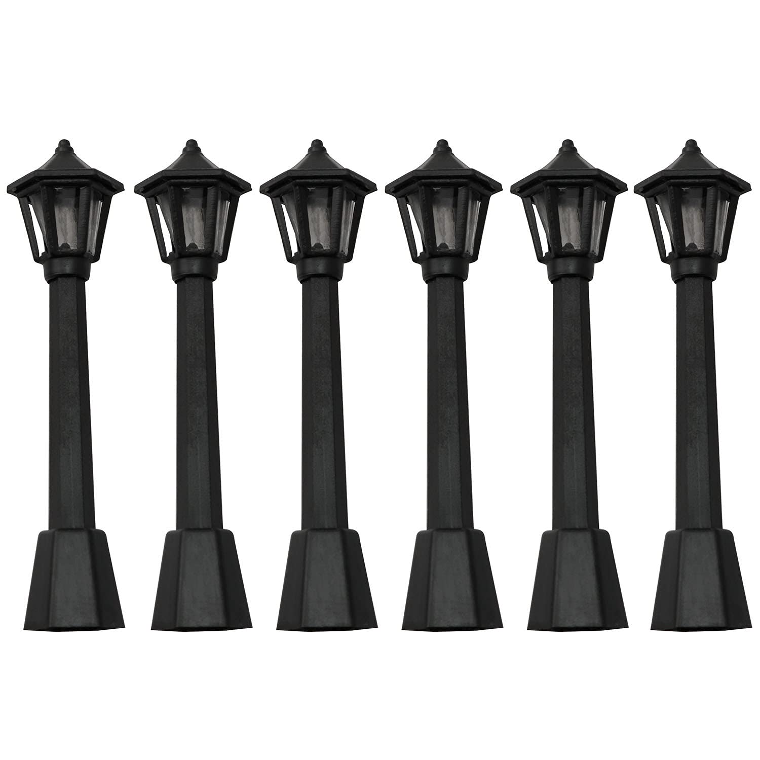 LQ Industrial Mini Lamppost 6PCS Miniature Railway Train Lamp Post Lights Street Light Model for Doll House Micro Landscape Fairy Garden