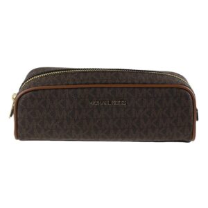 Michael Kors Giftables Medium Pencil Case Signature Leather Makeup Case (Brown)