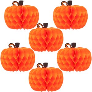 katchon, pumpkin table centerpieces - big 10 inch, pack of 6 | honeycomb paper pumpkins for thanksgiving decorations for table | paper pumpkins party decorations | thanksgiving decorations indoor