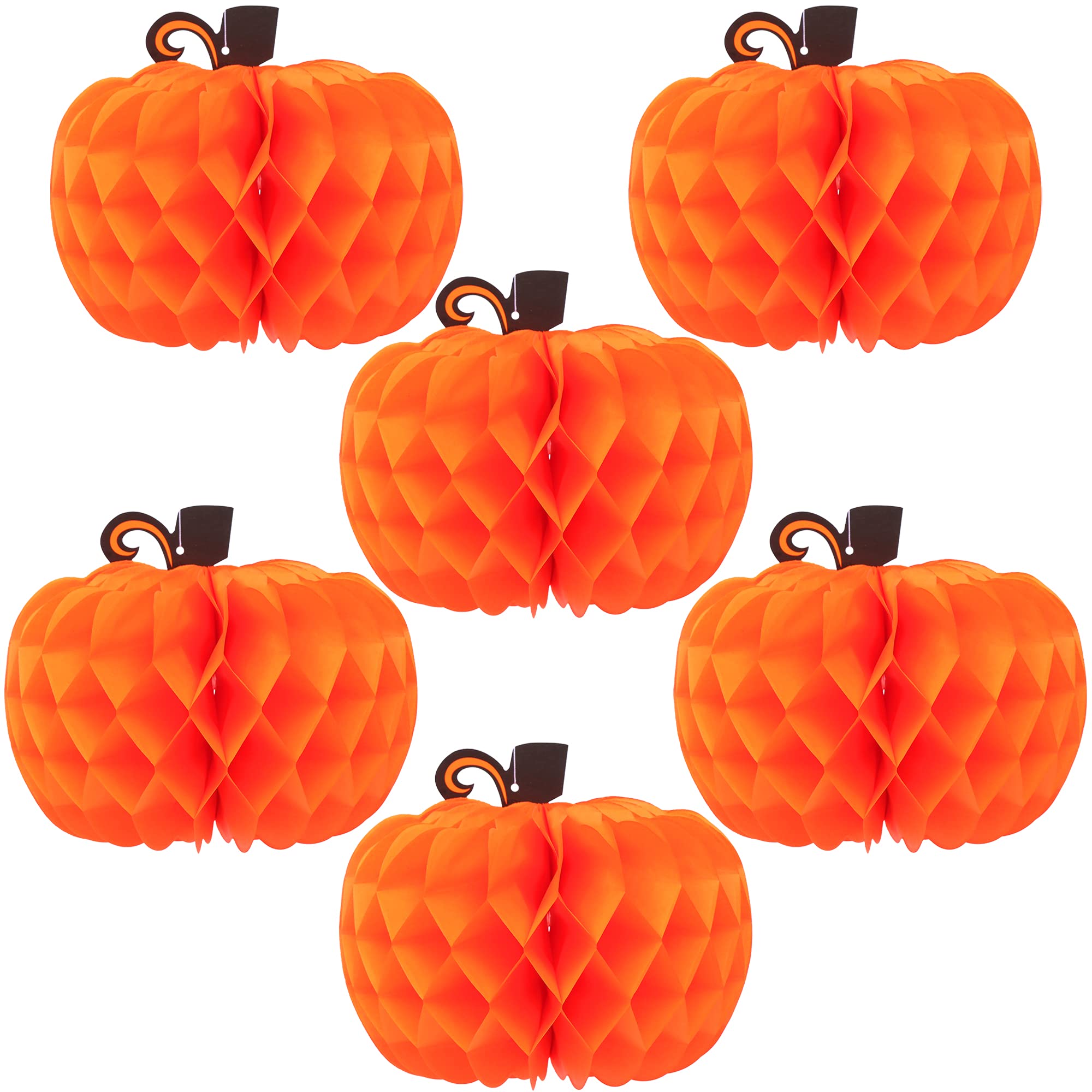 KatchOn, Pumpkin Table Centerpieces - Big 10 Inch, Pack of 6 | Honeycomb Paper Pumpkins for Thanksgiving Decorations for Table | Paper Pumpkins Party Decorations | Thanksgiving Decorations Indoor