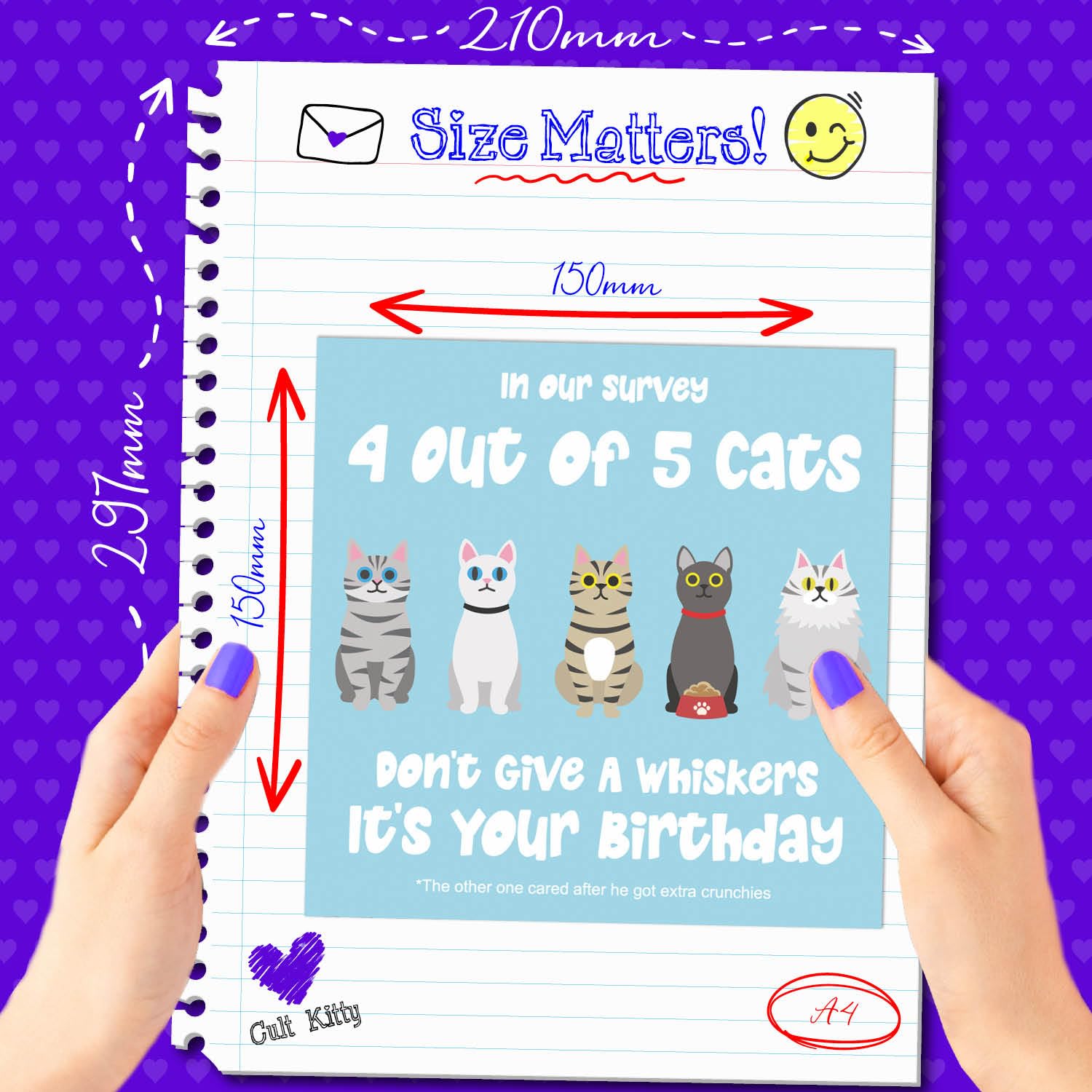 Cult Kitty - 4 Out Of 5 Cats - Joke Happy Birthday Cards For Him - Funny Birthday Card For Her - Funny Birthday Cards For Men - Funny Birthday Cards For Women - Birthday Card Cat - Cat Birthday Card