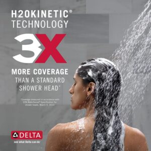 Delta Faucet HydroRain 5-Spray H2Okinetic Dual Shower Head with Handheld Spray, Brushed Nickel Shower Head with Hose, Handheld Shower Head, 2.5 GPM Flow Rate, Lumicoat Stainless 58680-SS-PR25