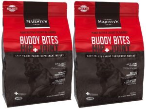 majesty's buddy bites hip and joint wafers (peanut butter and coconut oil, 2 pack medium/large dog(112 count total))